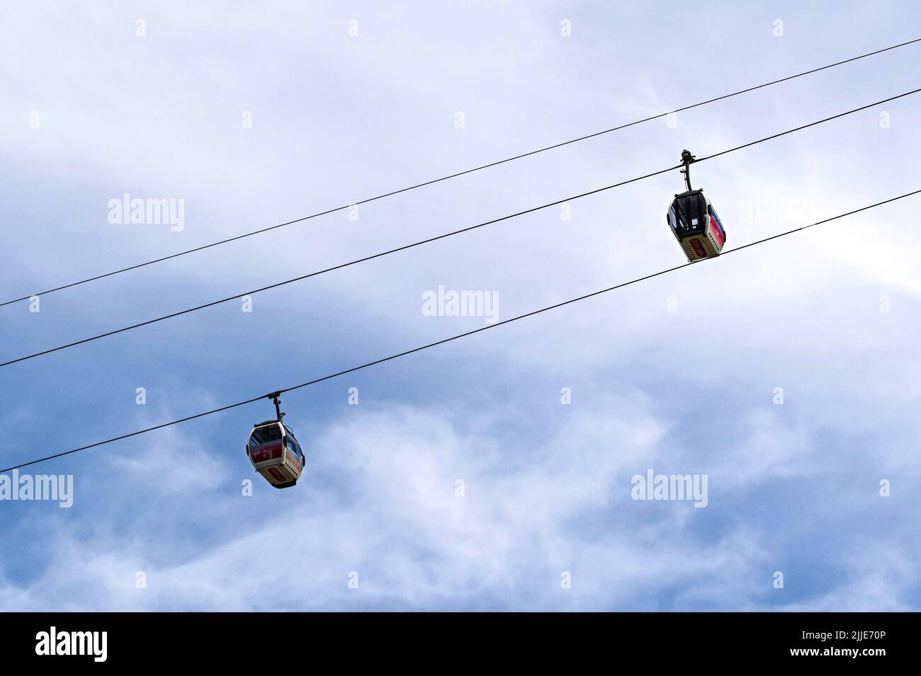 London, United Kingdom - June 2022: Gondolas on the Emirates Skyline ...