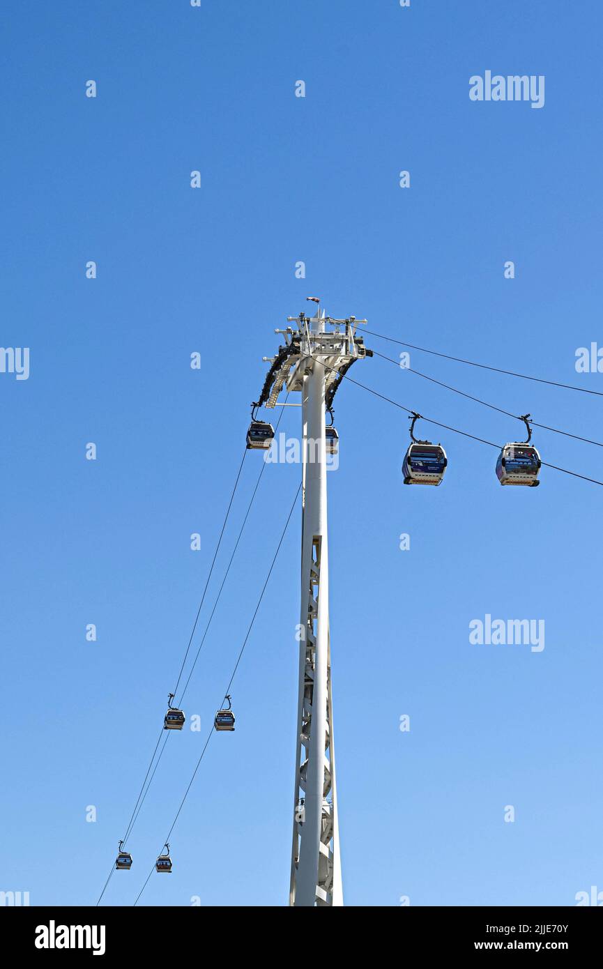 London, United Kingdom - June 2022: Gondolas on the Emirates Skyline ...