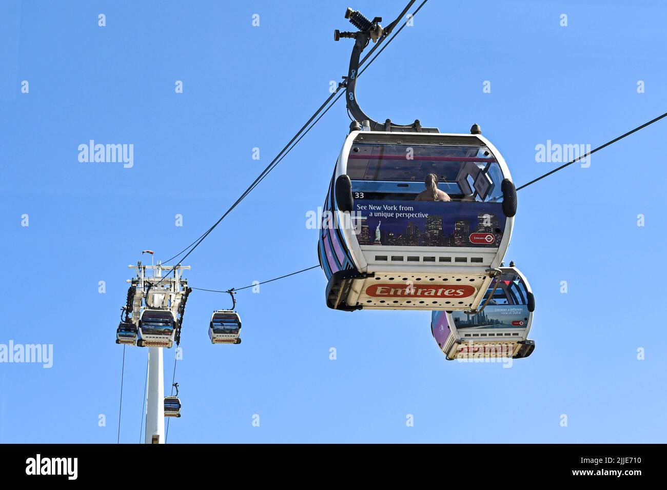 London, United Kingdom - June 2022: Gondolas on the Emirates Skyline ...