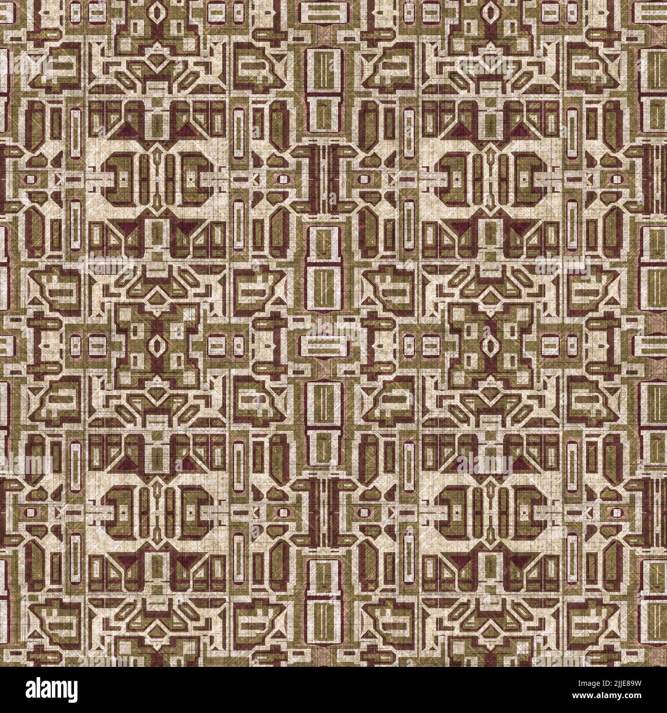 Sepia brown geometric canvas effect seamless texture. Material geo ...