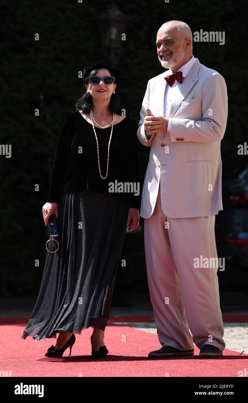 Bayreuth, Germany. 25th July, 2022. Edi Rama, Prime Minister of Albania ...