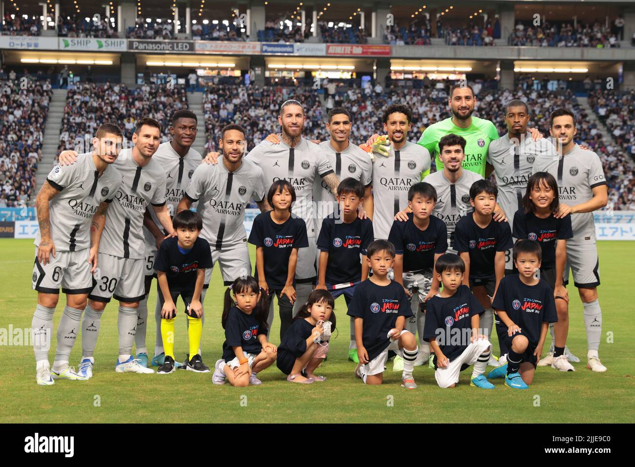 Osaka, Japan. 25th July, 2022. Paris Saint-Germain team group line-up ...