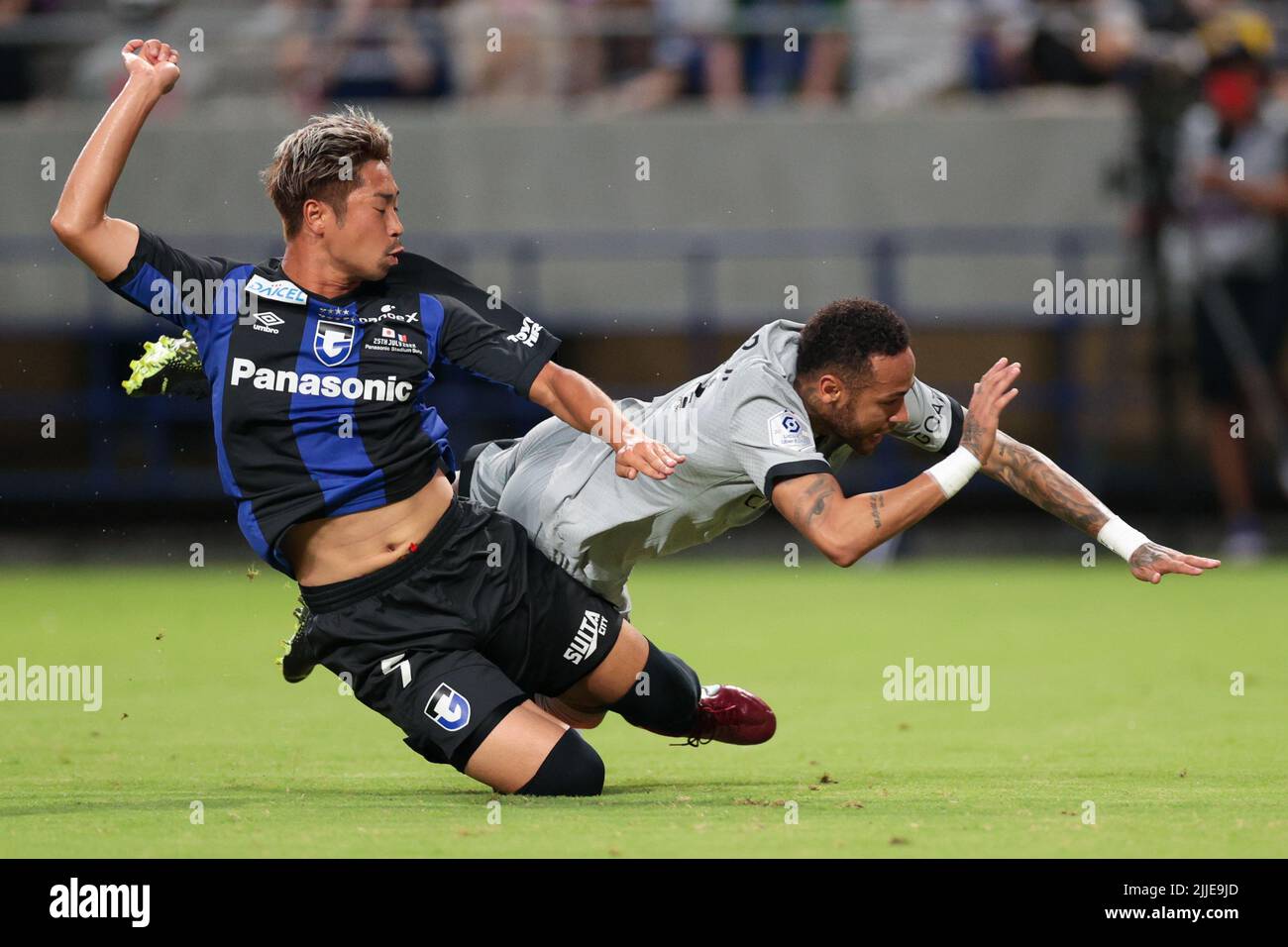 Osaka, Japan. 25th July, 2022. (L-R) Genta Miura (Gamba), Neymar (PSG ...
