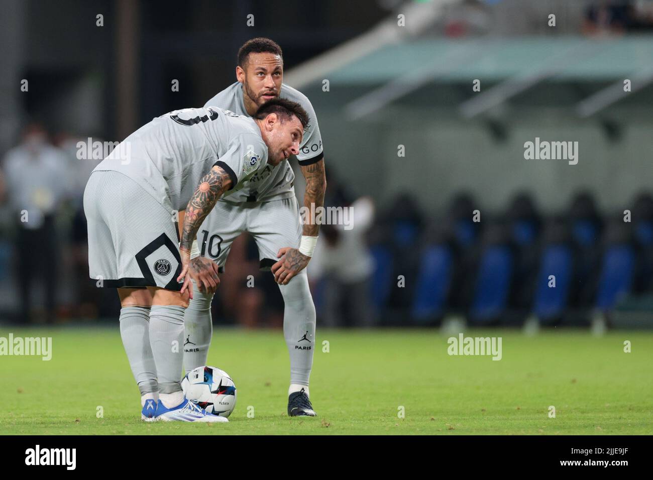 Osaka, Japan. 25th July, 2022. (L-R) Lionel Messi, Neymar (PSG ...