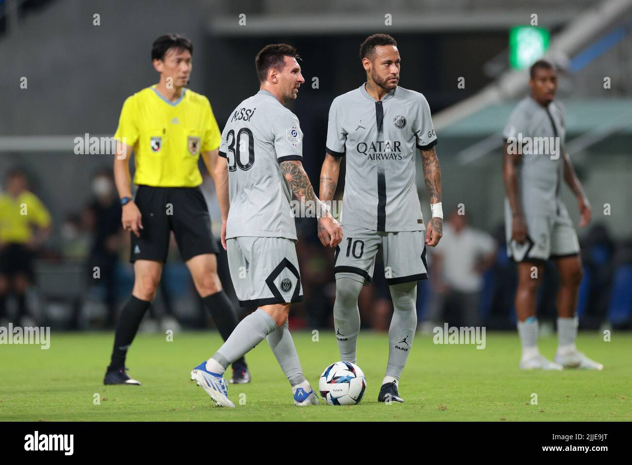 Osaka, Japan. 25th July, 2022. (L-R) Lionel Messi, Neymar (PSG ...