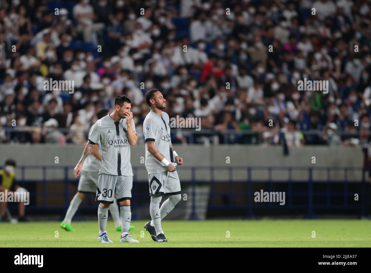 Osaka, Japan. 25th July, 2022. (L-R) Lionel Messi, Neymar (PSG ...