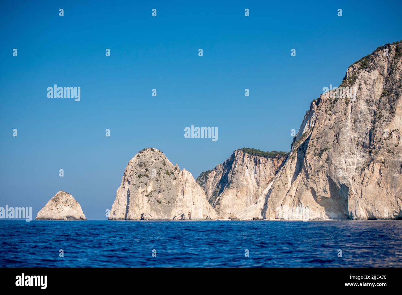 keri caves on the greek island of zante or zakynthos with white chalk ...