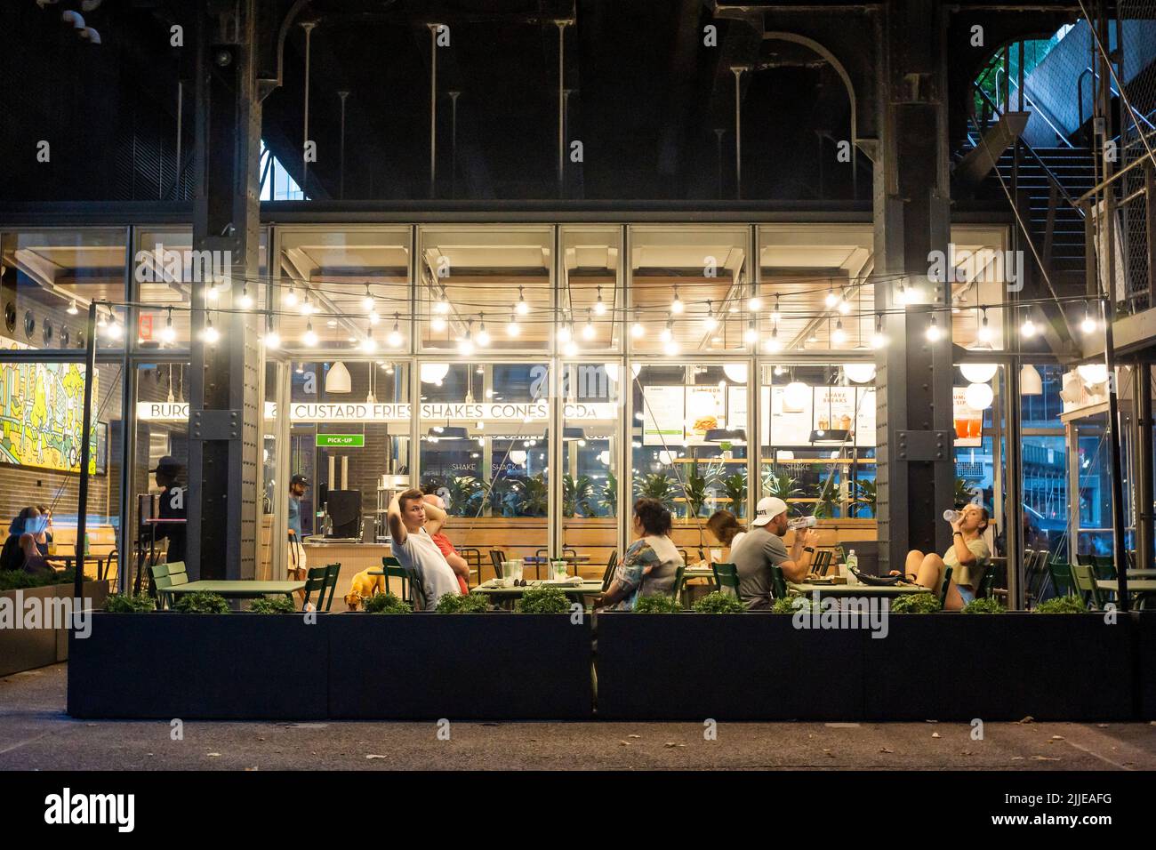 Diners at the newly opened Shake Shack in the Meatpacking District dine ...