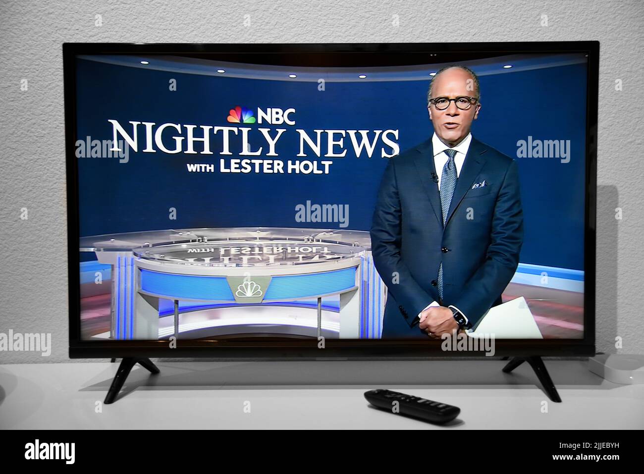 A TV screenshot of NBC Nightly News news anchorman Lester Holt Stock ...