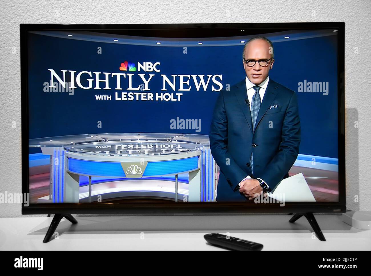 A TV screenshot of NBC Nightly News news anchorman Lester Holt Stock ...
