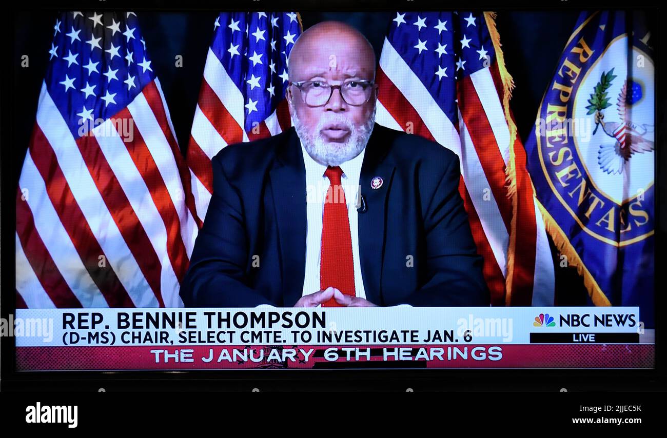 NBC television screenshot of Chairman Bennie Thompson at the House ...
