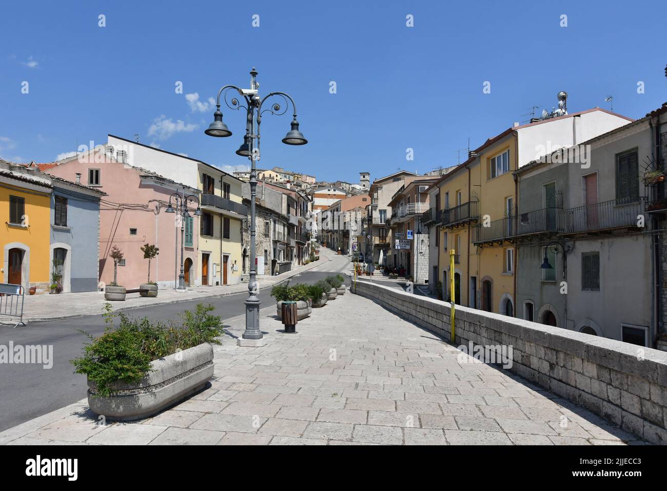 A narrow street in Trivento, a mountain village in the Molise region of ...