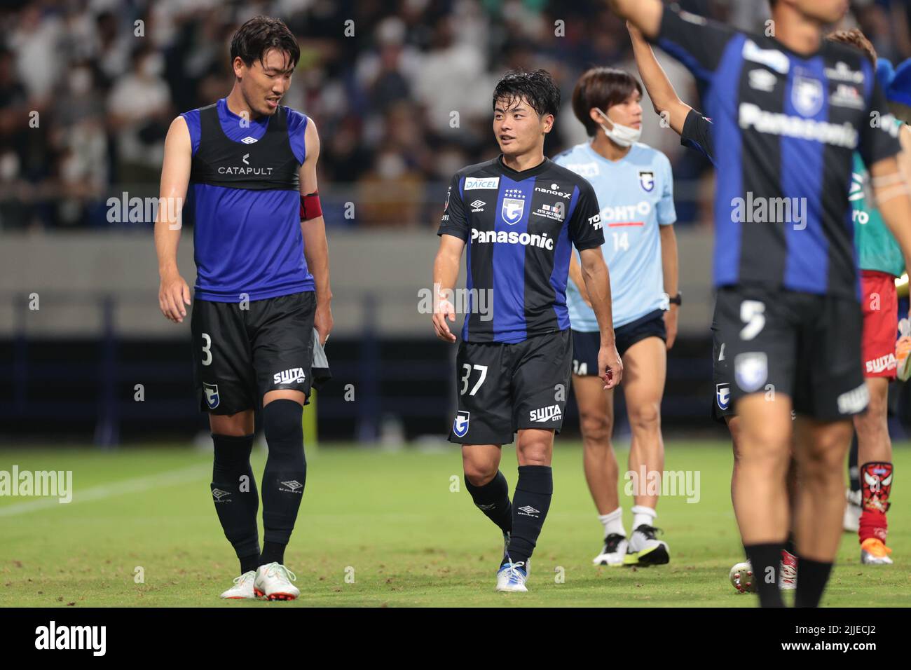 Osaka, Japan. 25th July, 2022. (L-R) Gen Shoji, Hiroto Yamami (Gamba ...
