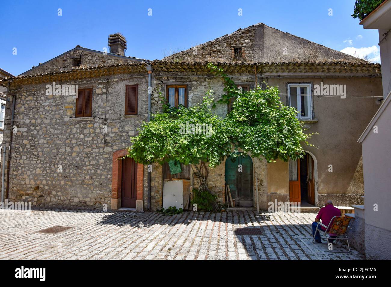 The facade of an ancient building in TRivento, an old village in the ...
