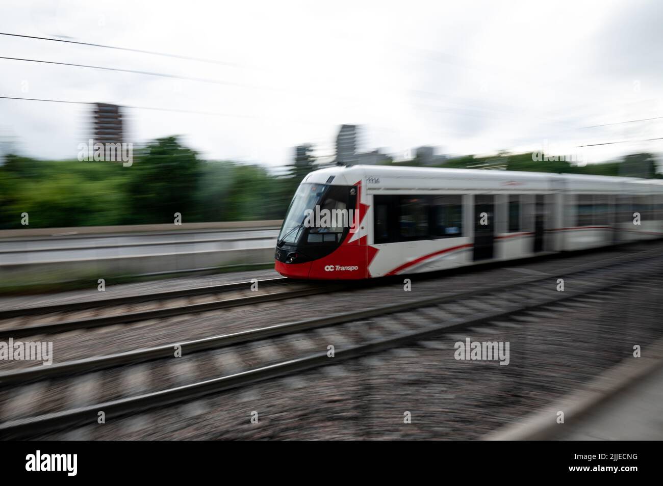 An Ottawa Light Rail Transit (LRT) train pulls into uOttawa Station in ...