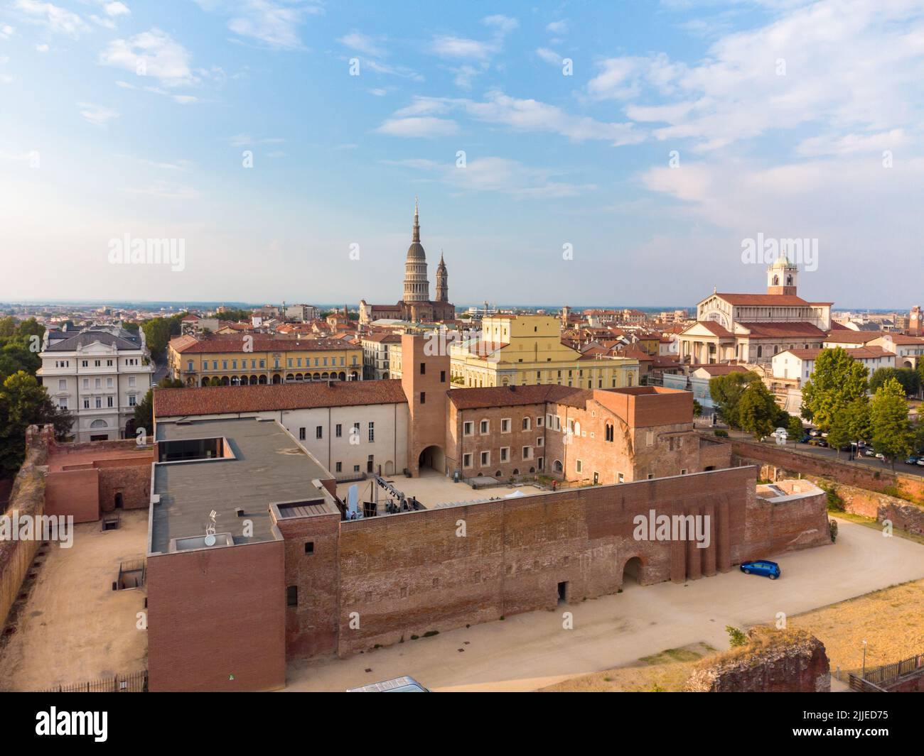 Aerial view of Novara in Italy with its famous San Gaudenzio dome Stock ...