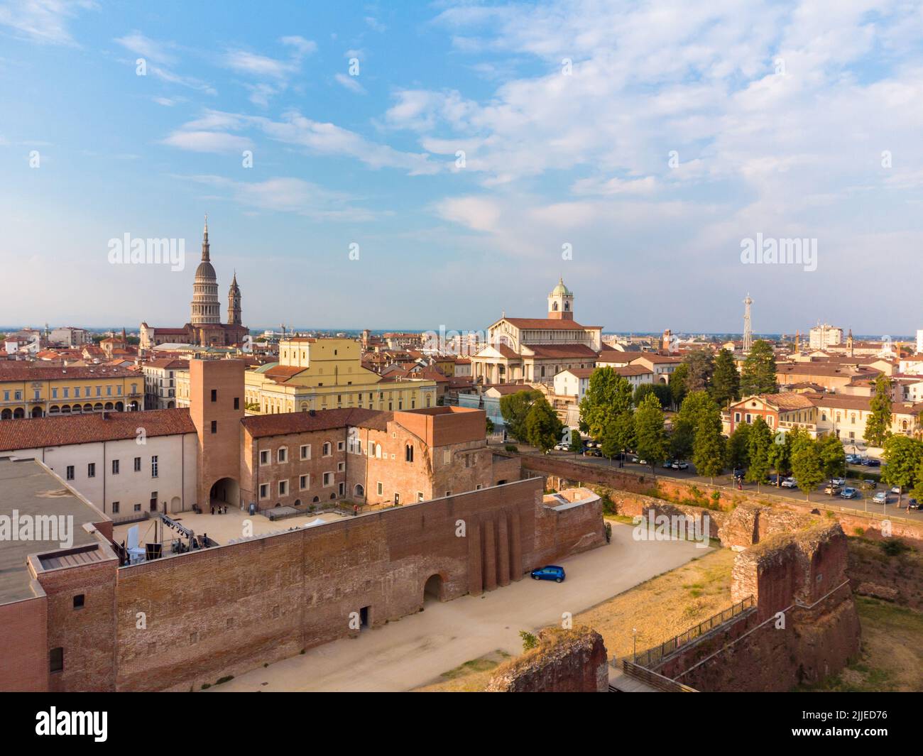 Aerial view of Novara in Italy with its famous San Gaudenzio dome Stock ...