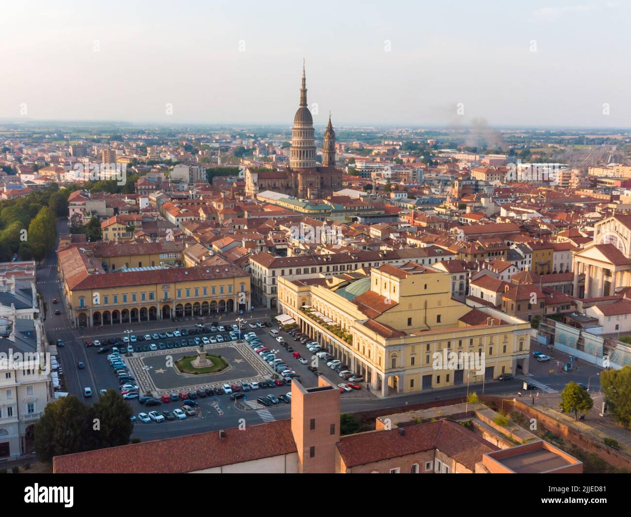 Aerial view of Novara in Italy with its famous San Gaudenzio dome Stock ...