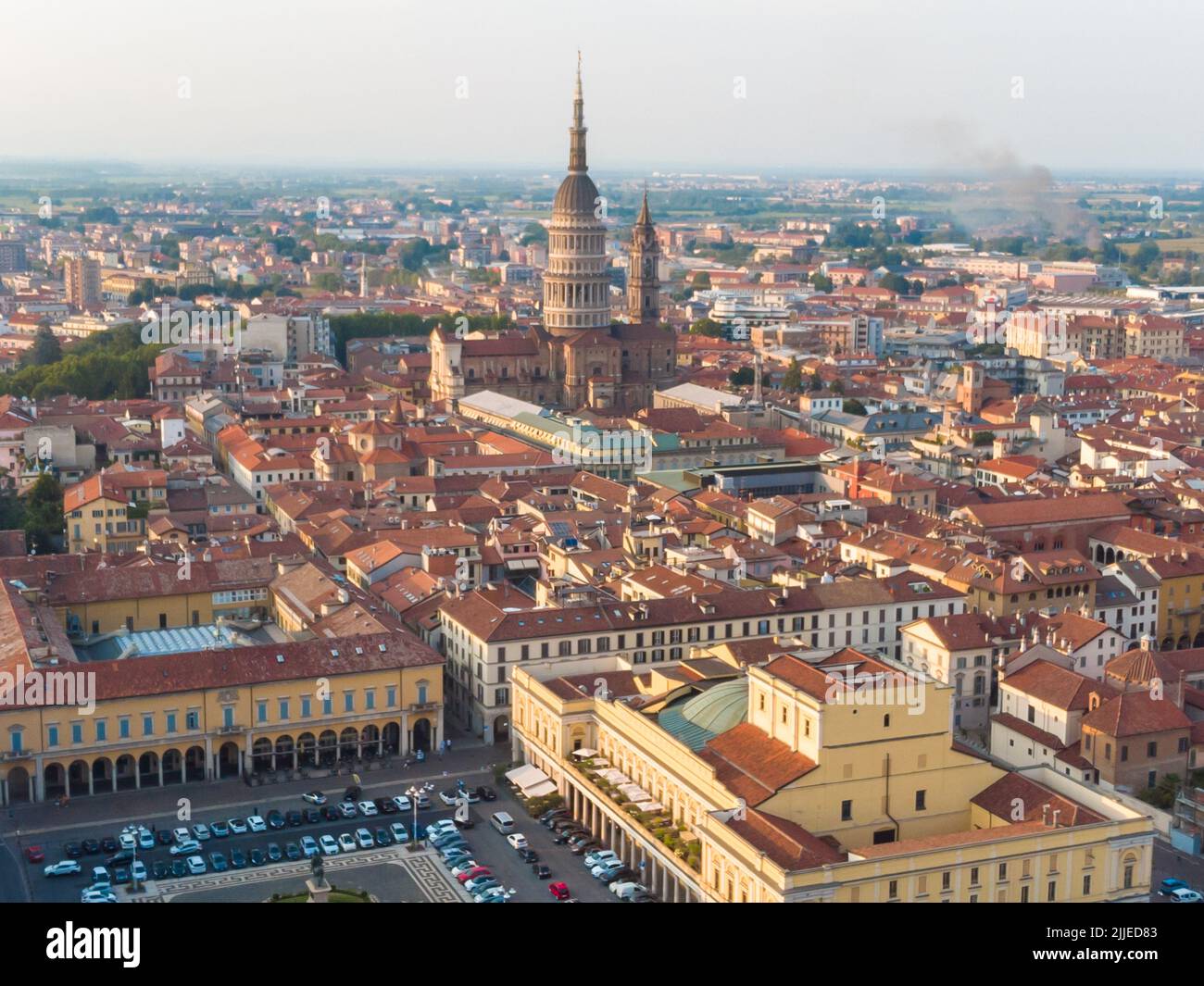 Aerial view of Novara in Italy with its famous San Gaudenzio dome Stock ...