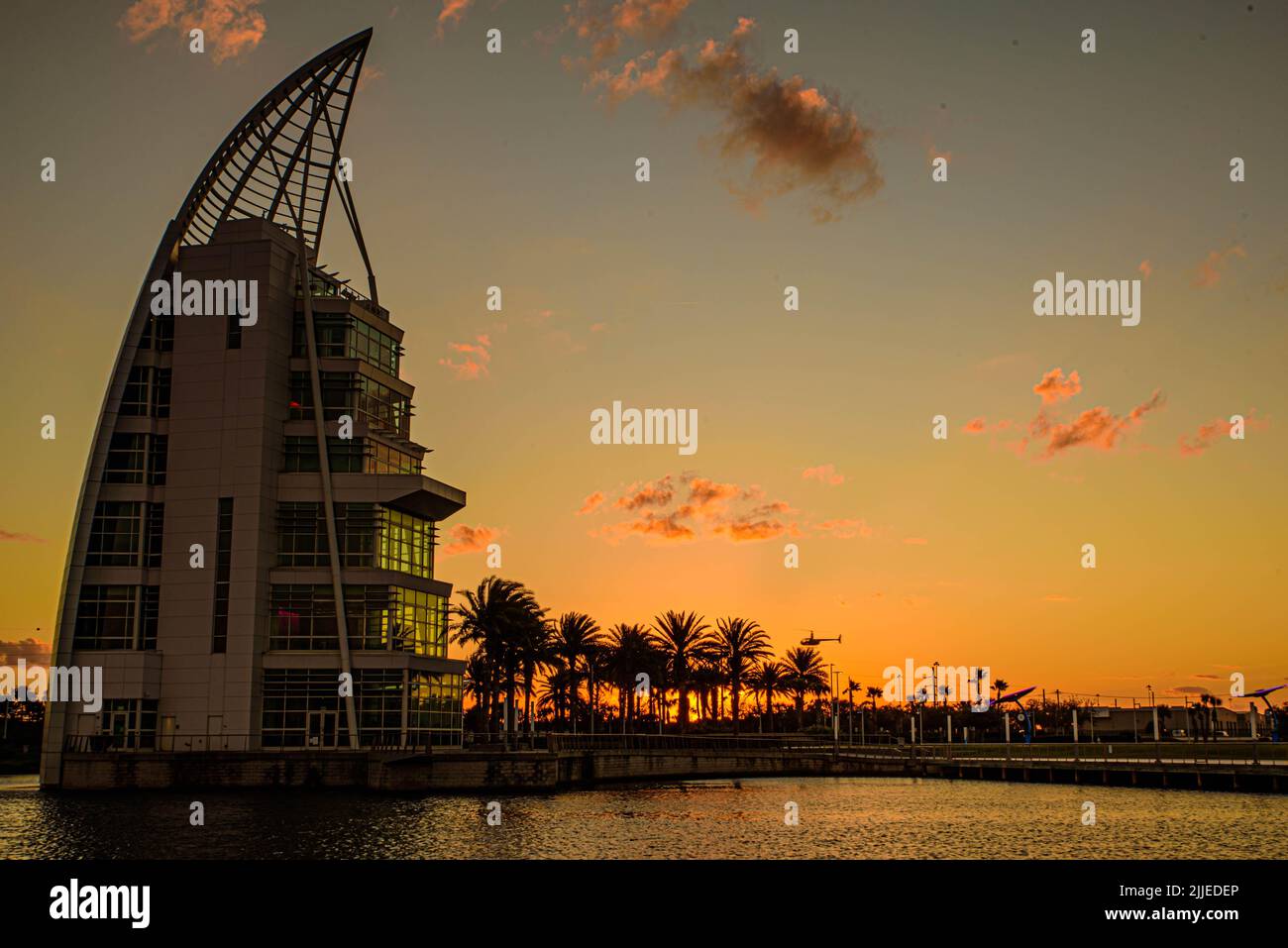 Exploration Tower, Port Canaveral, Sunset Stock Photo - Alamy