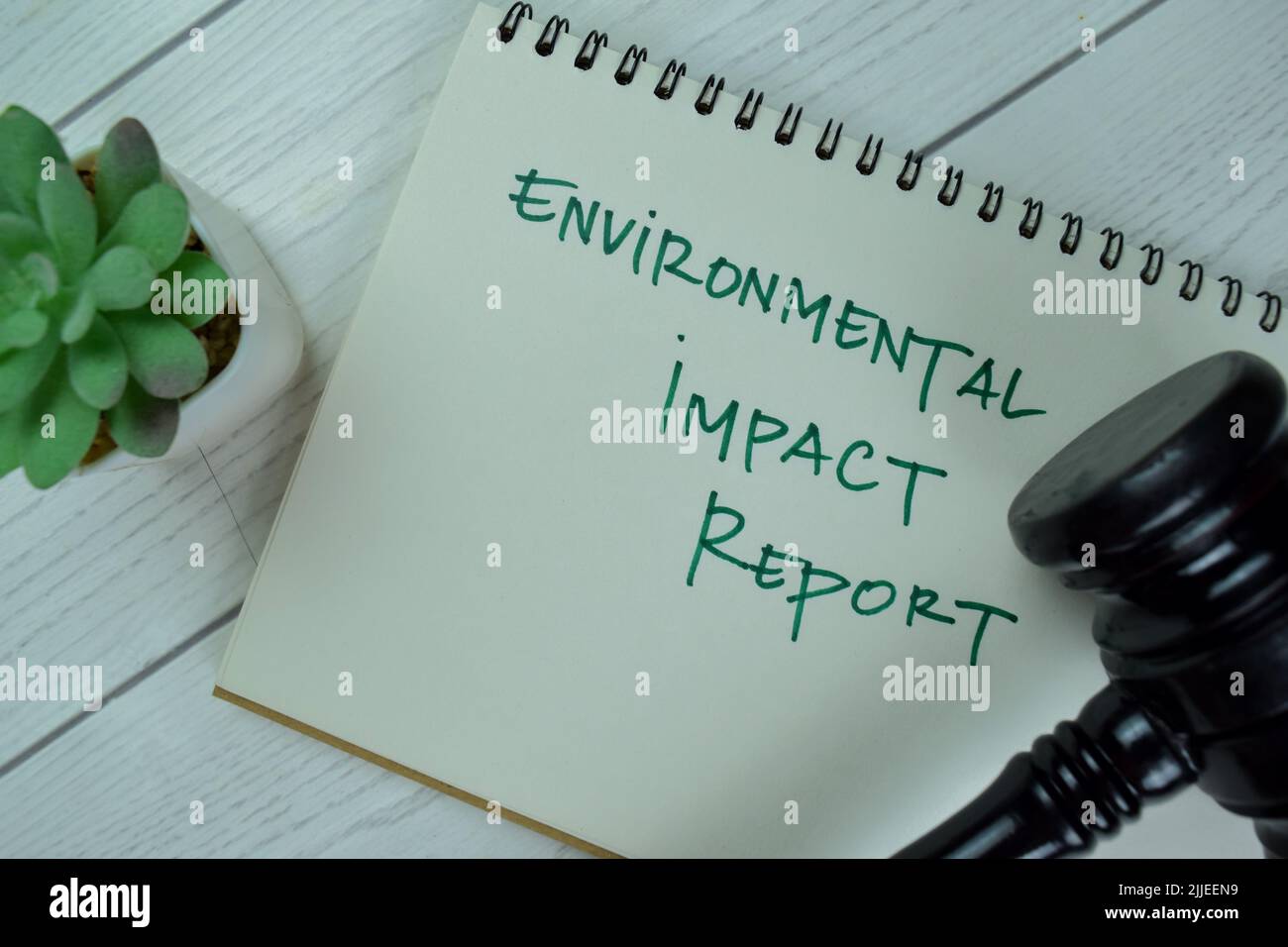 Concept of Environmental Impact Report write on a book with gavel ...