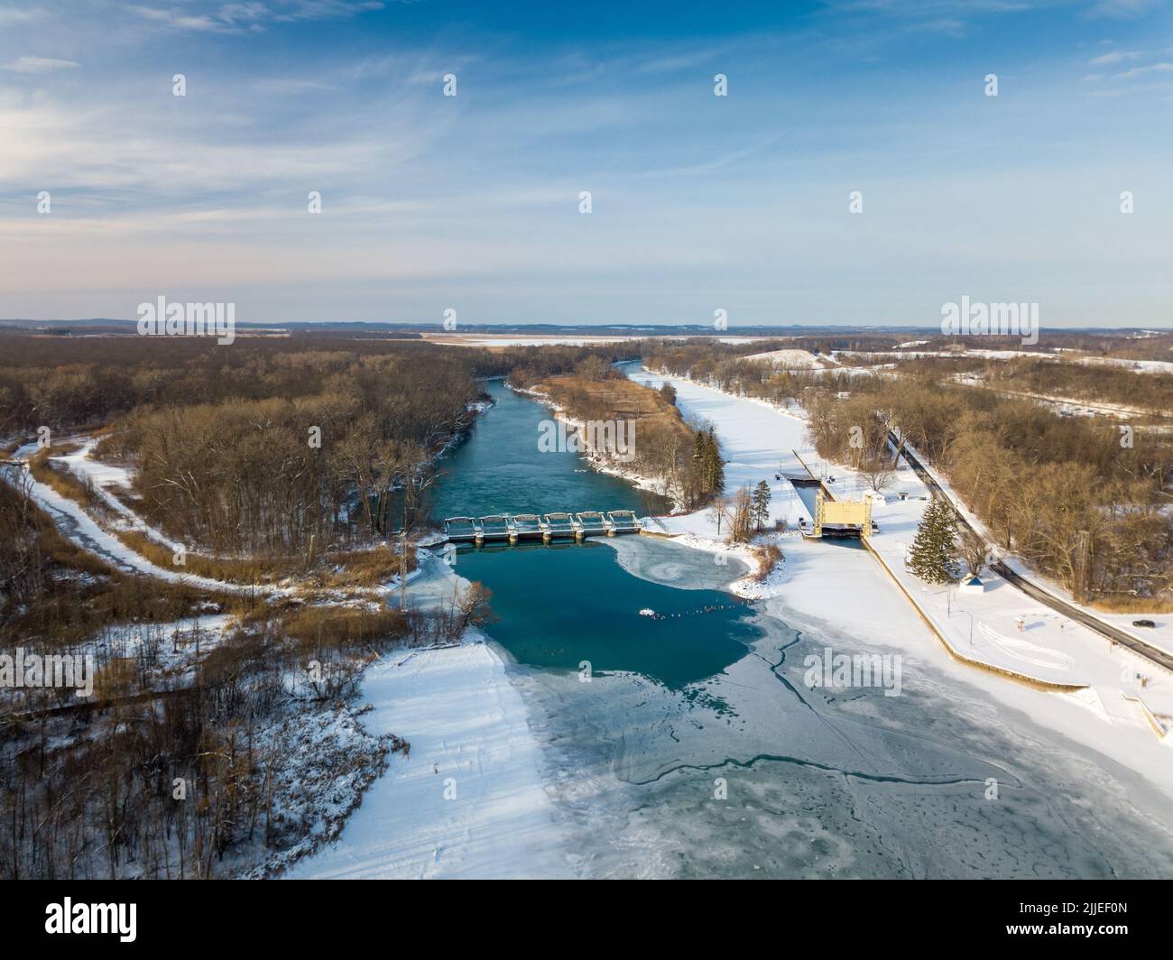 Aerial snowy forests river winter hi-res stock photography and images ...