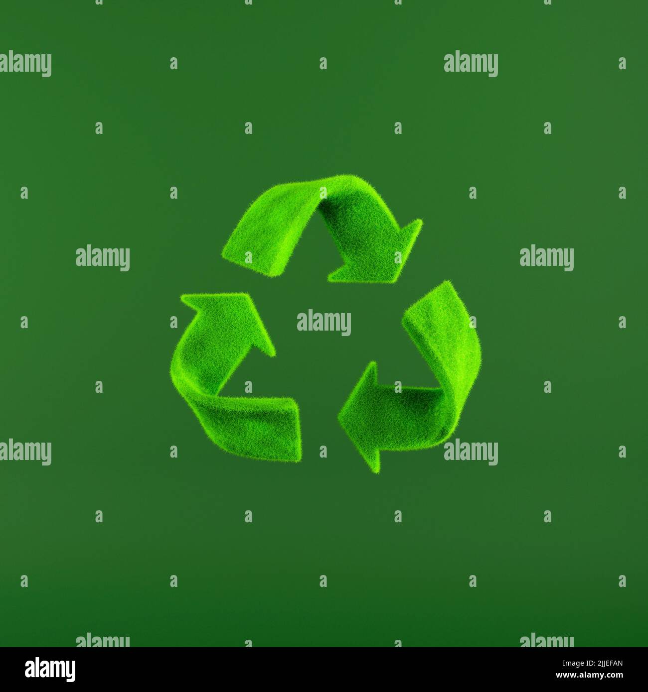 Lush green grass recycling symbol on green background. Concept of ...