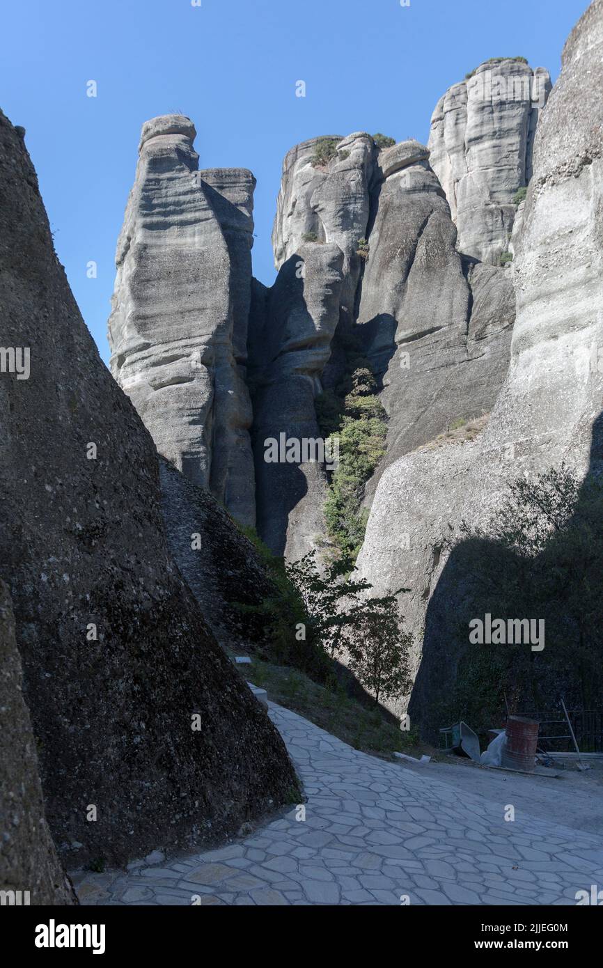 Meteora unique and enormous columns of rock rise precipitously from the ...