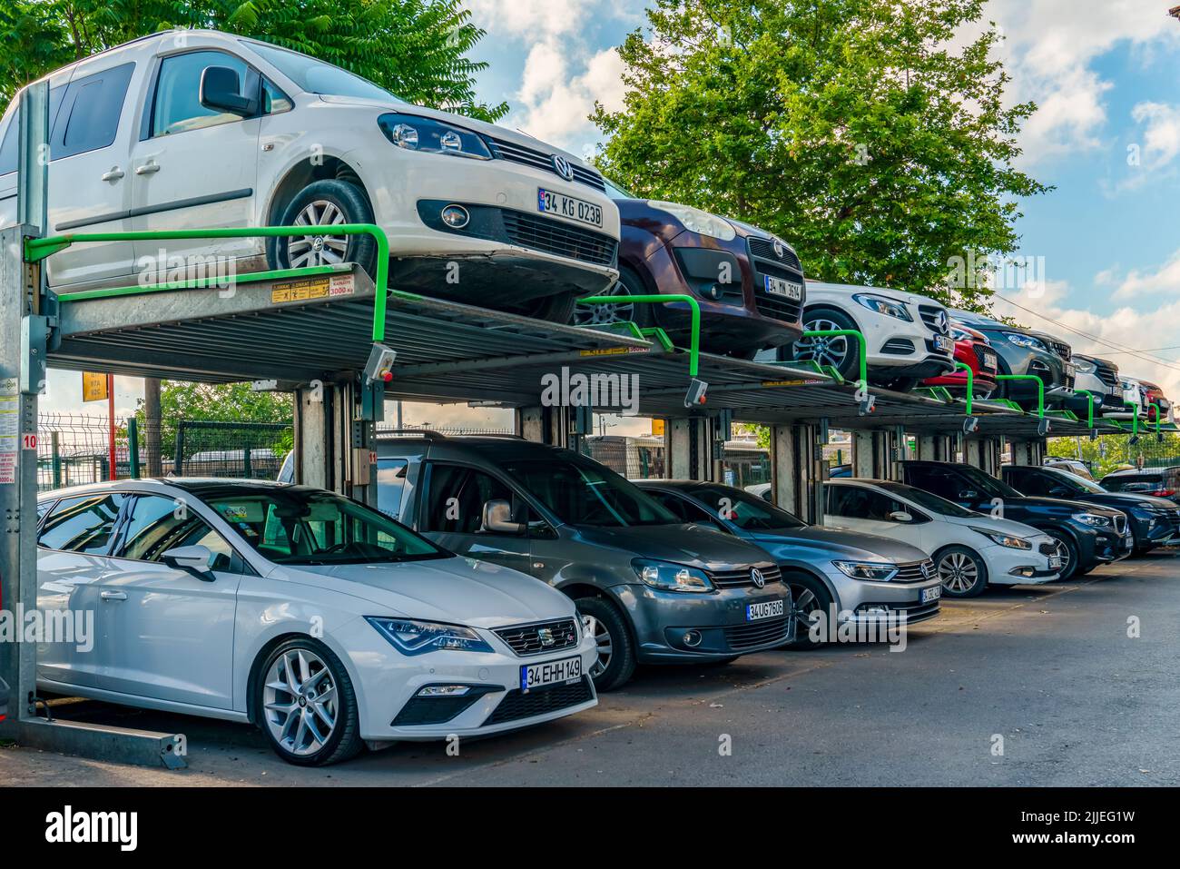Istanbul, Turkey - June 18 2022: Double vertical lift parking lot used ...