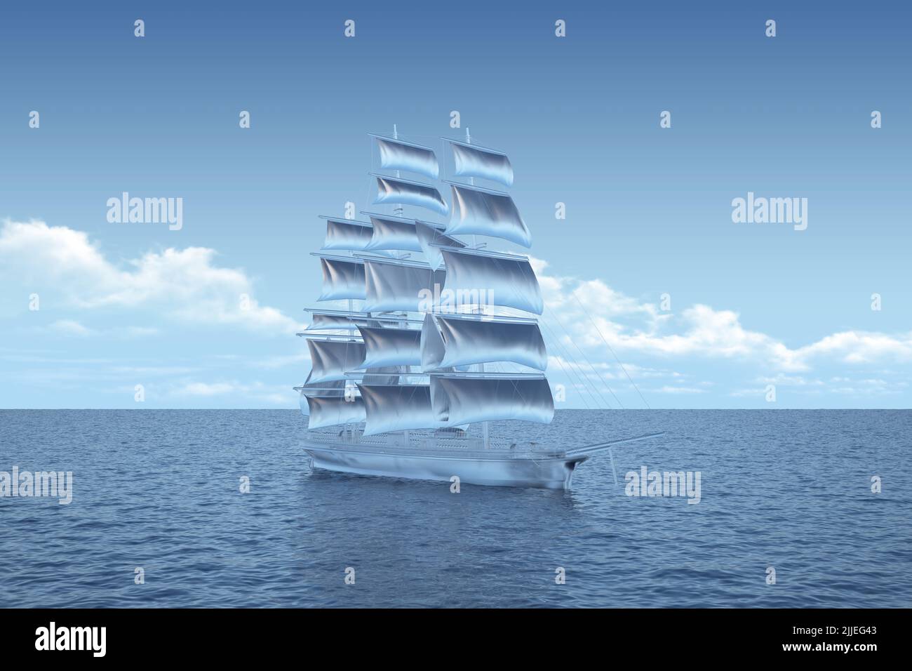 frozen sailing ship at sea. 3d rendering Stock Photo - Alamy