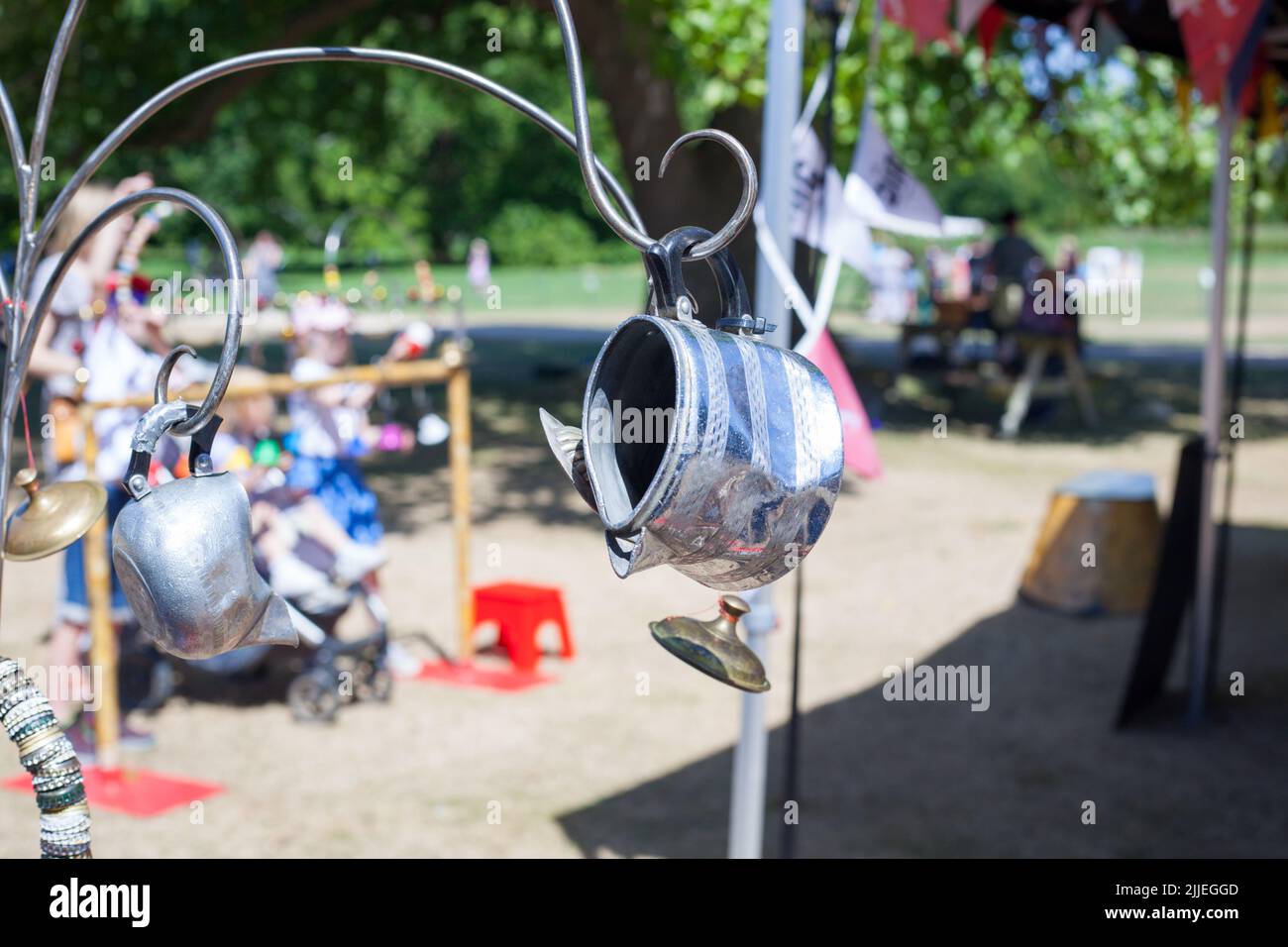 Abstract view of everyday objects used in a sensory arts installation ...