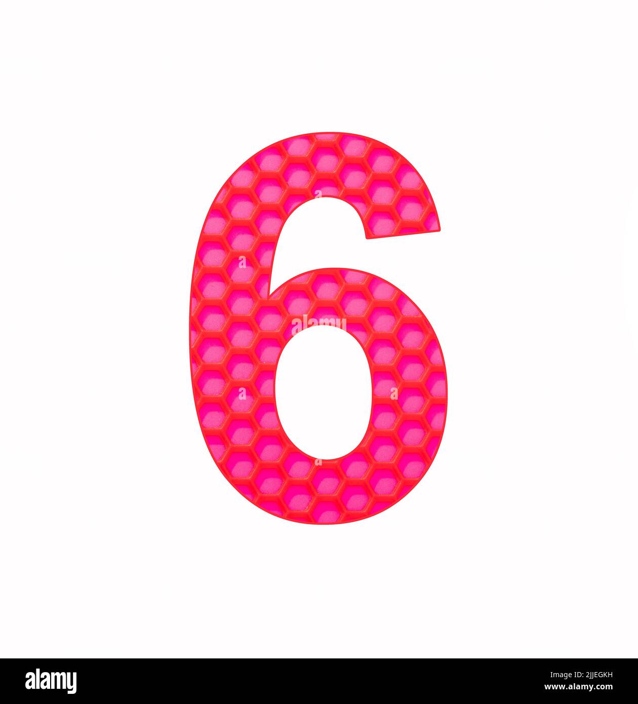 Number 6 - Digit six on the background of red silicone hexagonal Stock ...