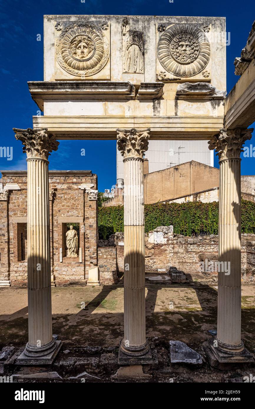 Portico of the roman forum in merida hi-res stock photography and ...