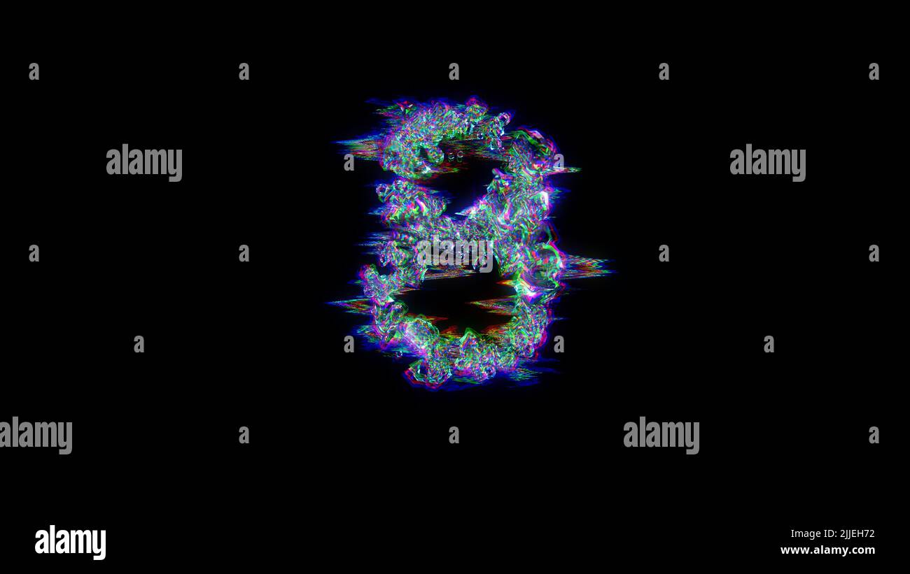 style cybernetical blue glitchy font - number 8 on black, isolated ...