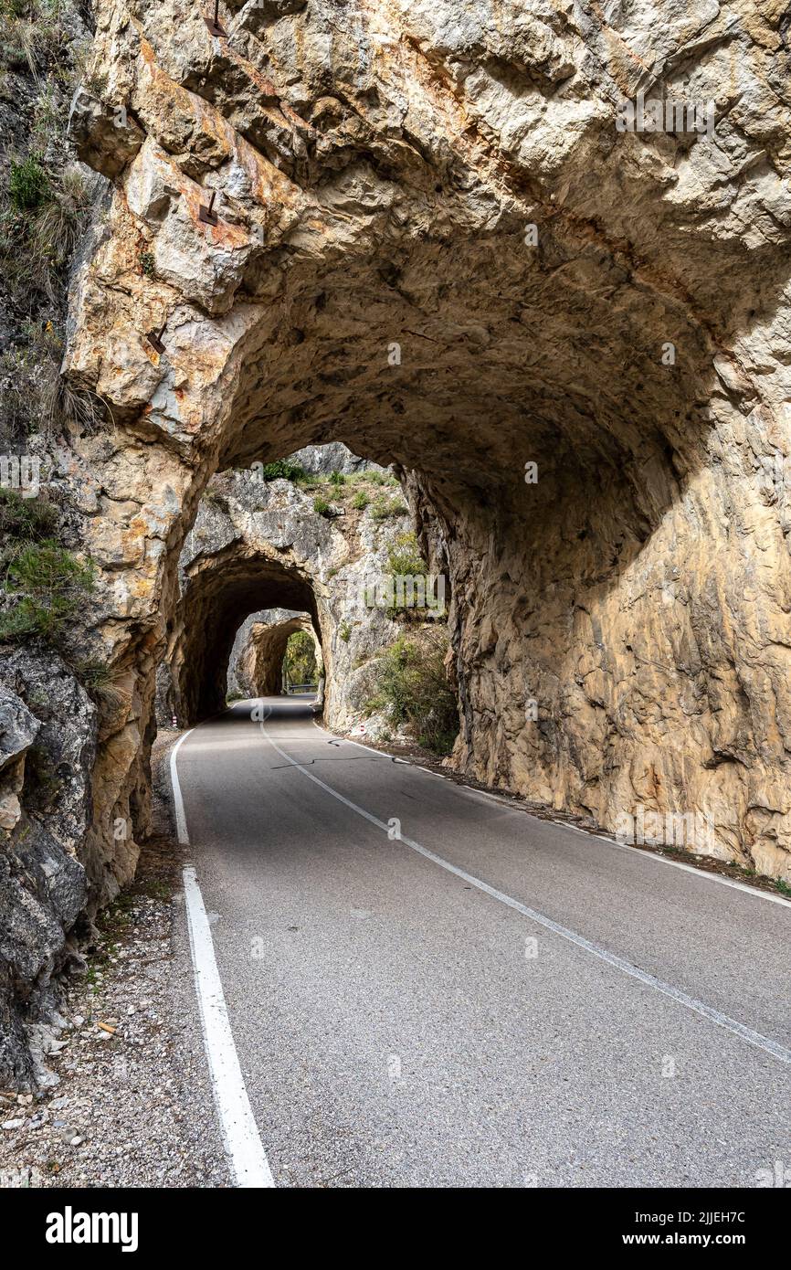 Tunnel hole at Serrania de Cuenca near Cuenca and Fuertescusa. Door to ...