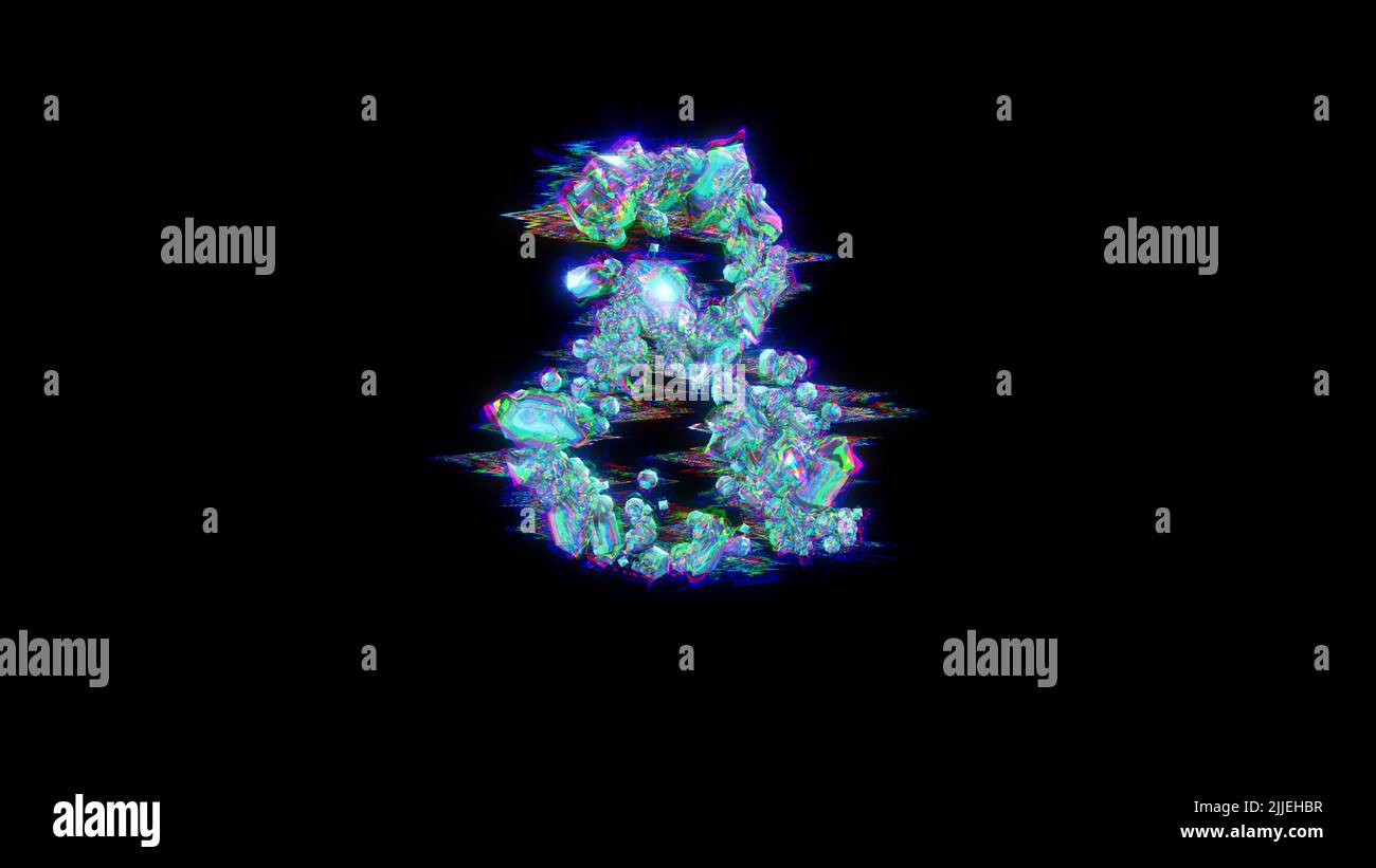 style cybernetic blue distortion font - ampersand on black, isolated ...