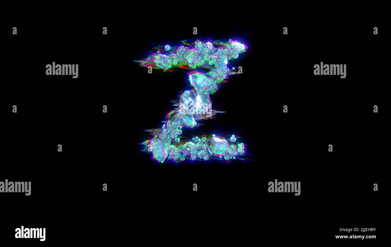 style cybernetical blue glitch font - letter Z on black, isolated ...
