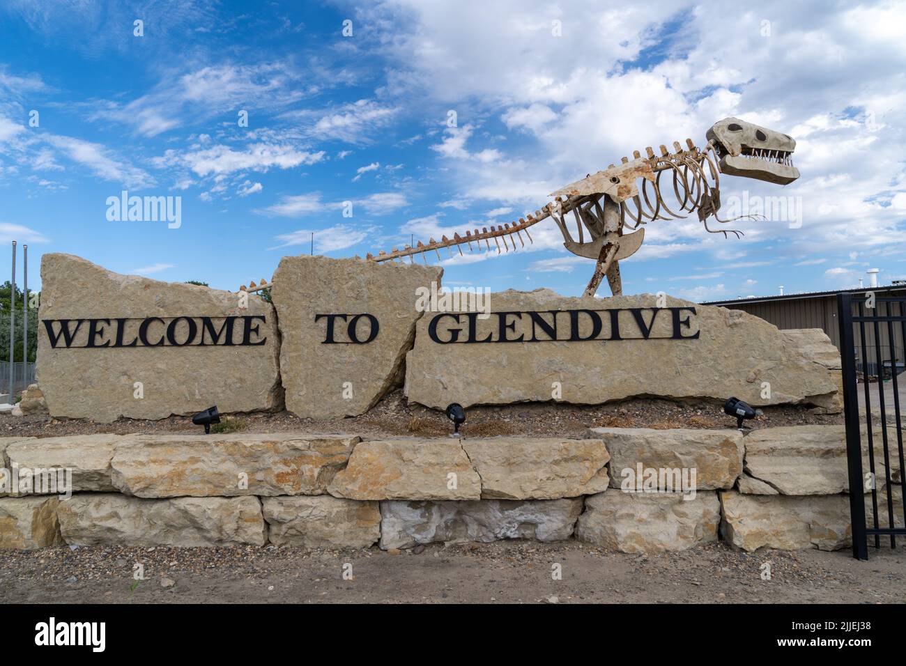 Glendive, Montana - July 22, 2022: Welcome to Glendive sign features a ...