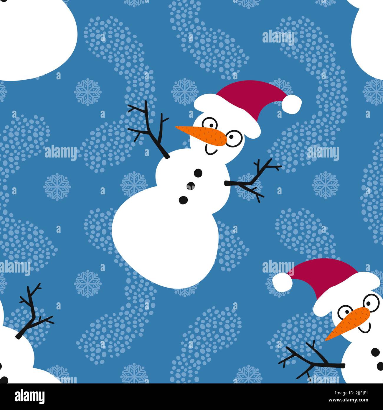 Winter seamless snowman and snowflakes pattern for Christmas wrapping ...