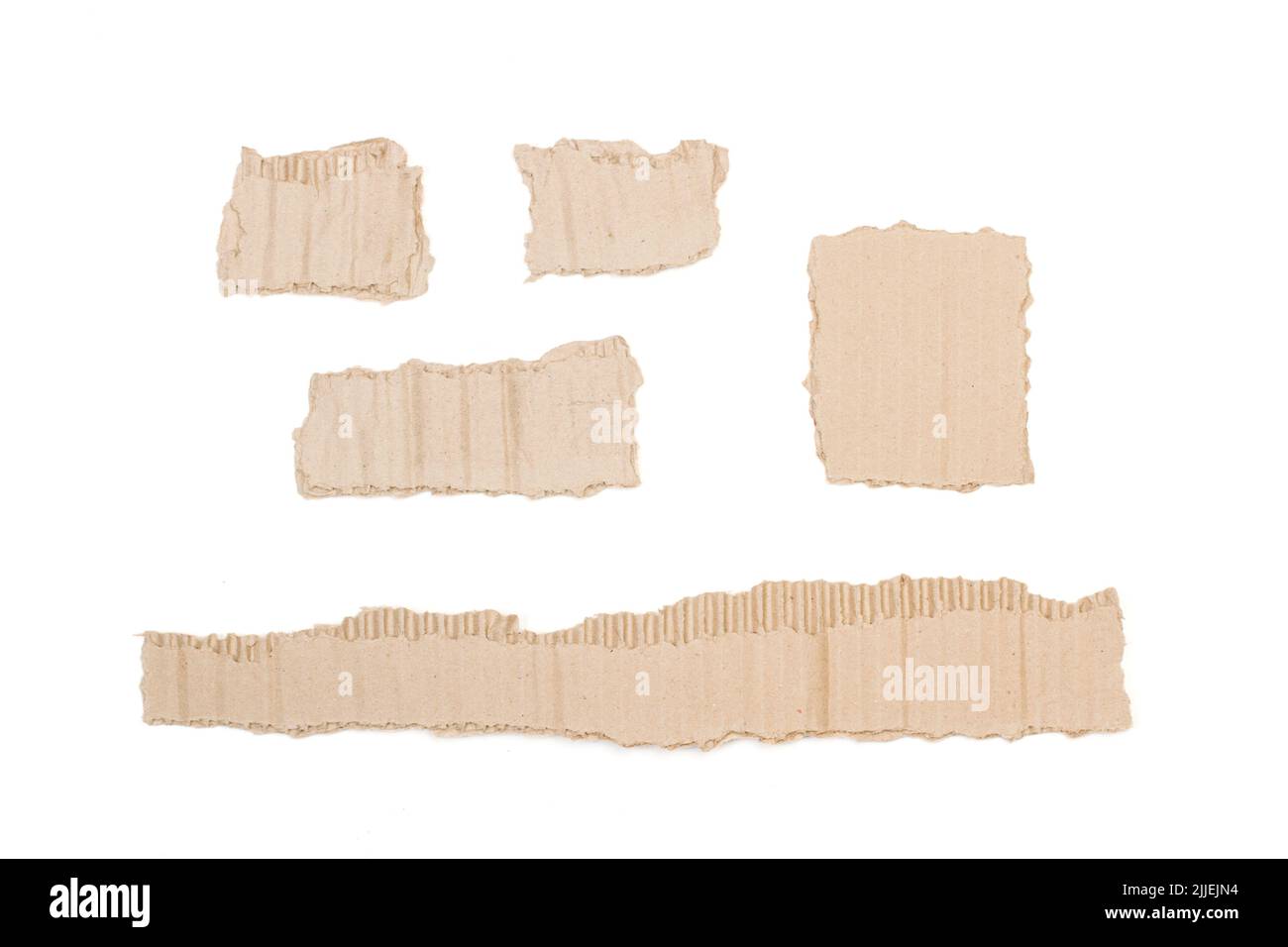 Ripped pieces of cardboard on a white background with copy space Stock ...