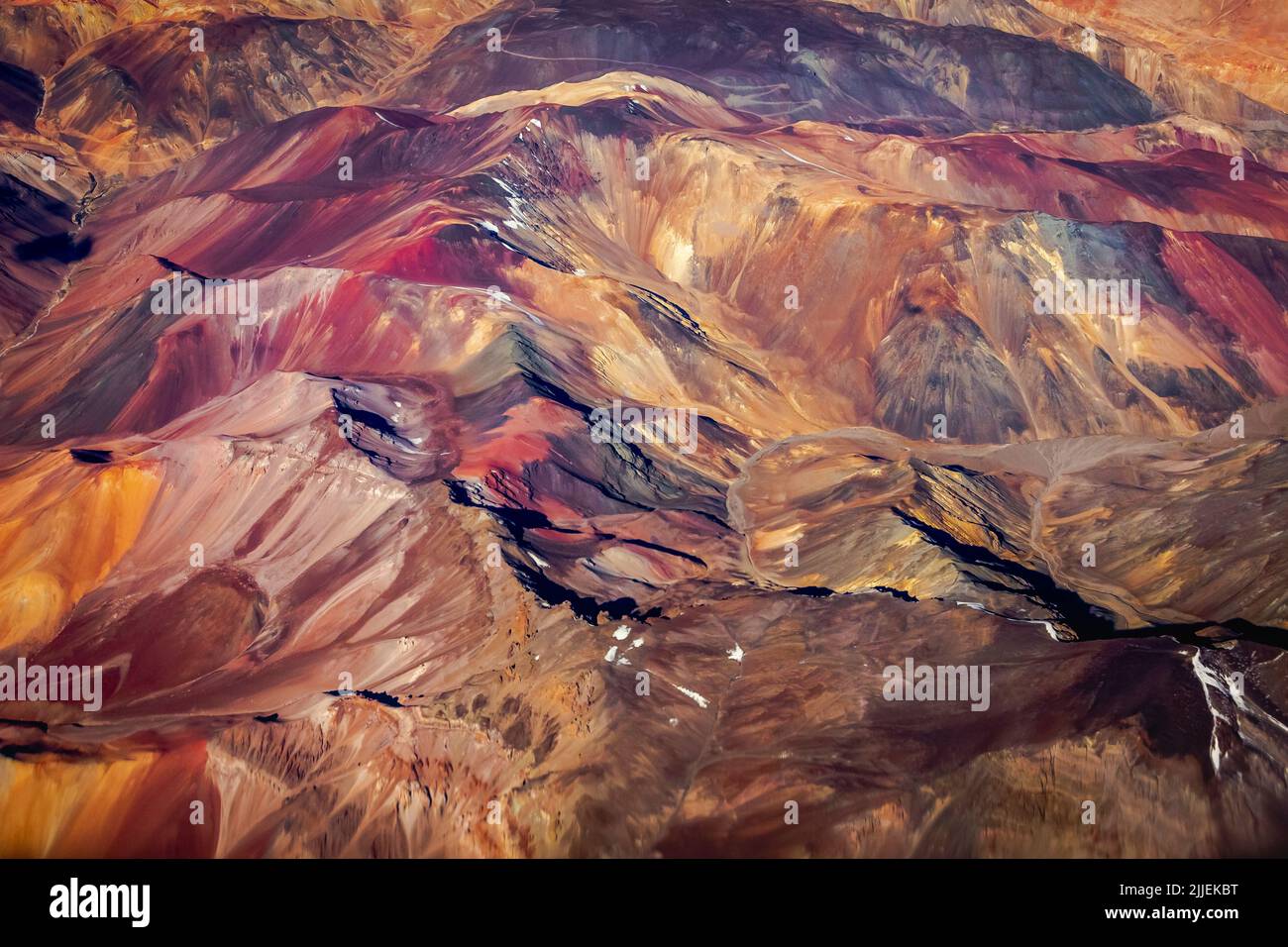 Abstract forms of Andes Mountains from aerial view, Chile, South ...