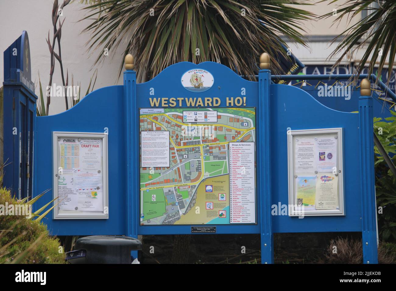 A town sign with map and events in surrounding areas Stock Photo - Alamy