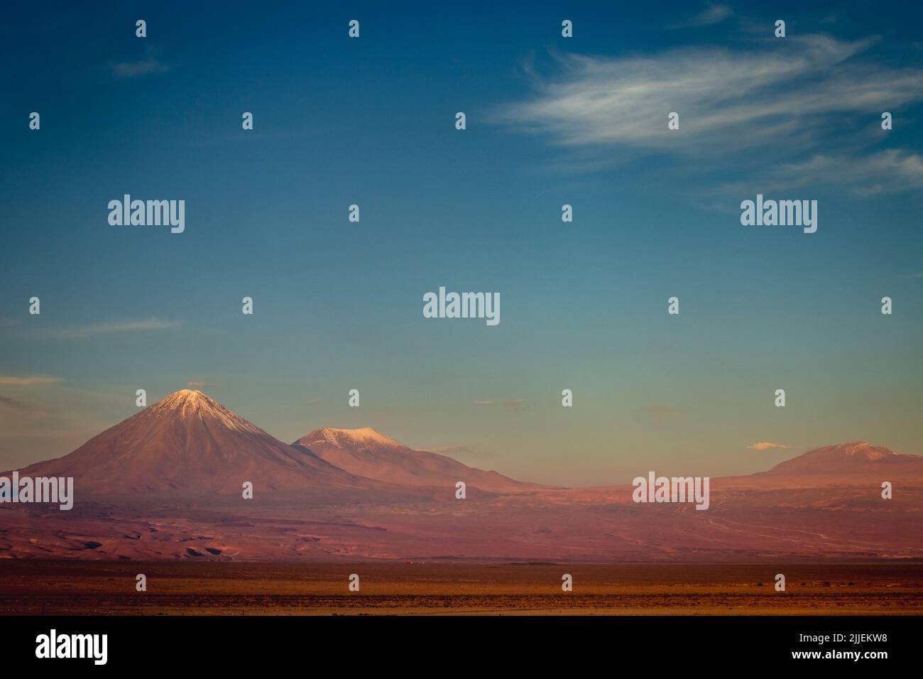 Licancabur volcano sunset in Atacama most driest desert on earth, Chile ...
