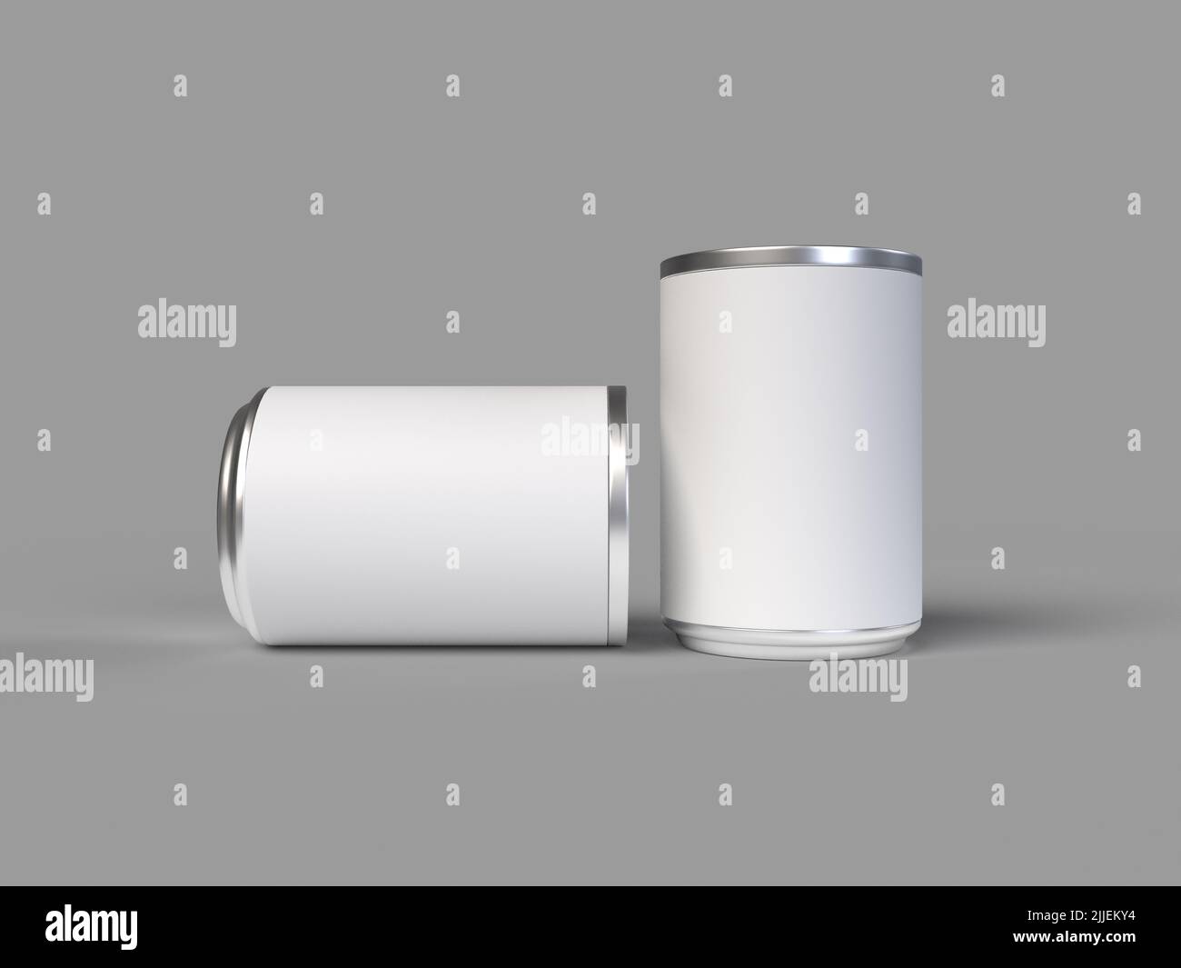 A 3d rendering illustration of the two white soda cans on a solid ...