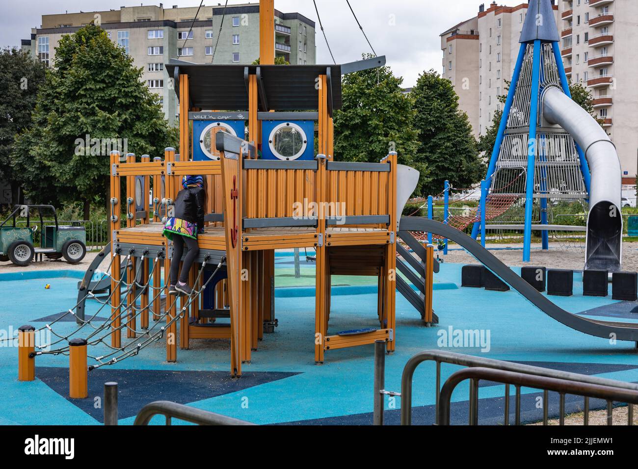 Playground in Goclaw area of Warsaw, capital of Poland Stock Photo - Alamy