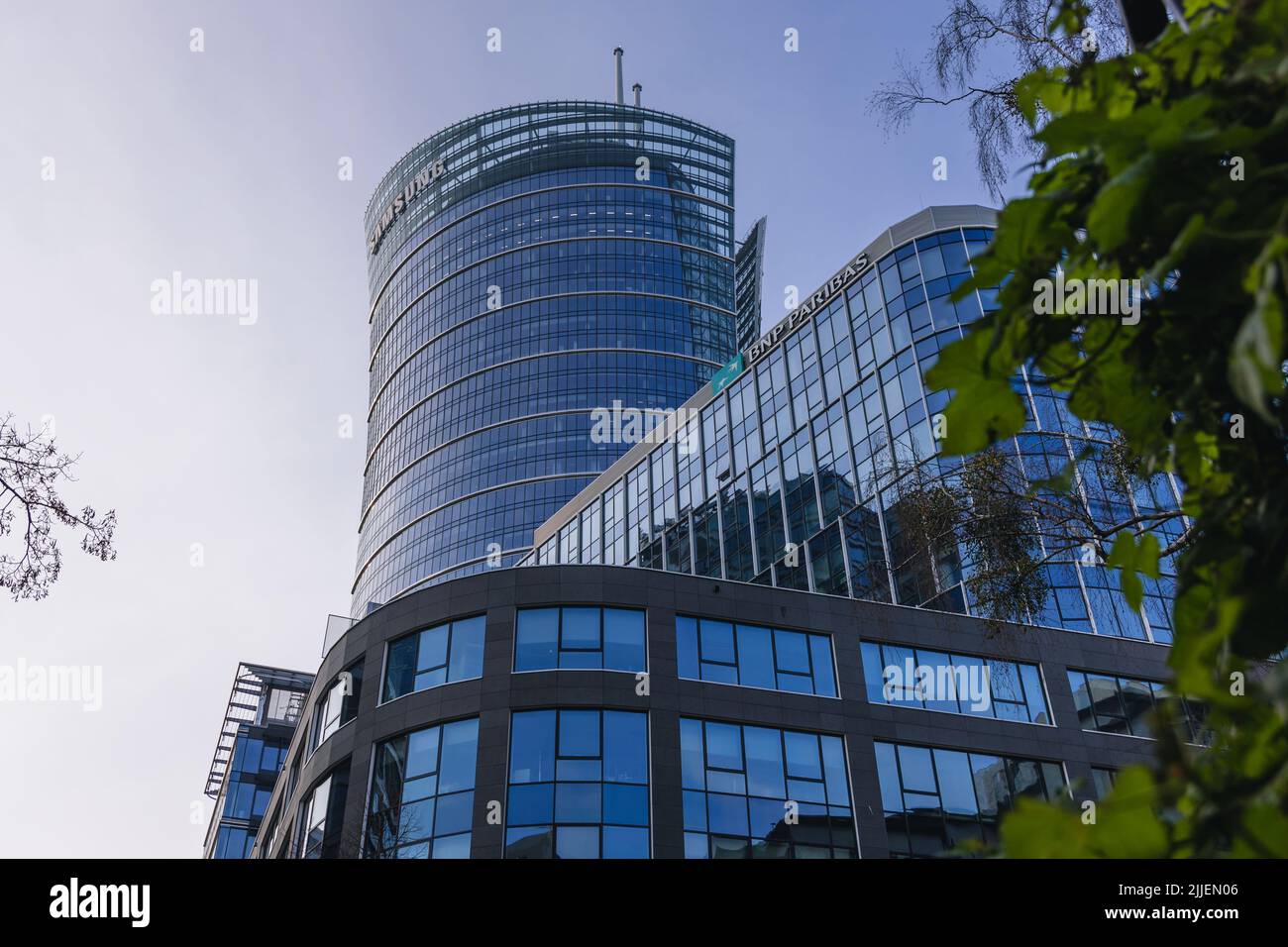 Warsaw Spire complex of office buildings in Warsaw, capital of Poland ...