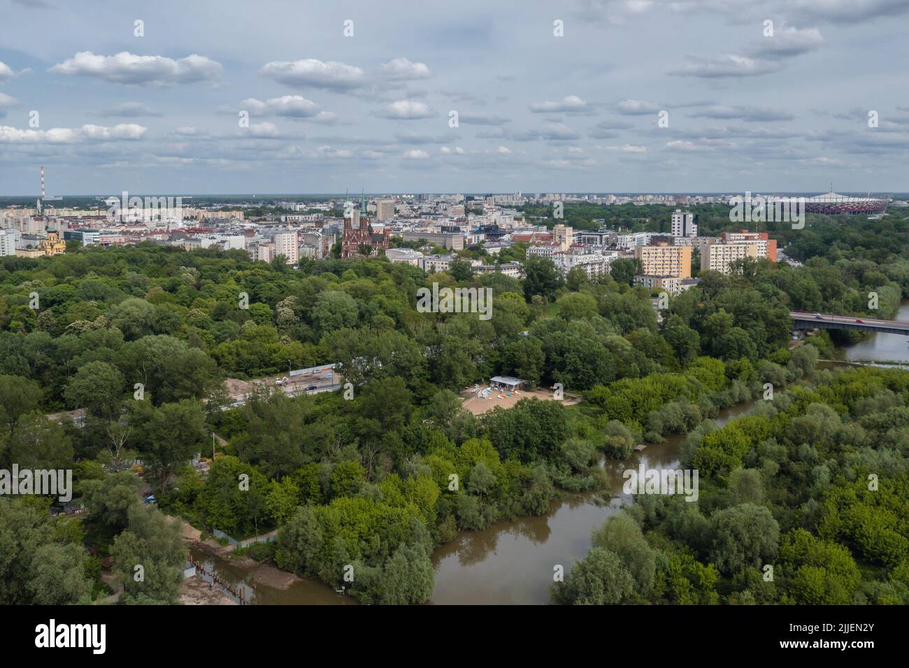 Vistula River in Warsaw, capital of Poland, view with North Praga ...