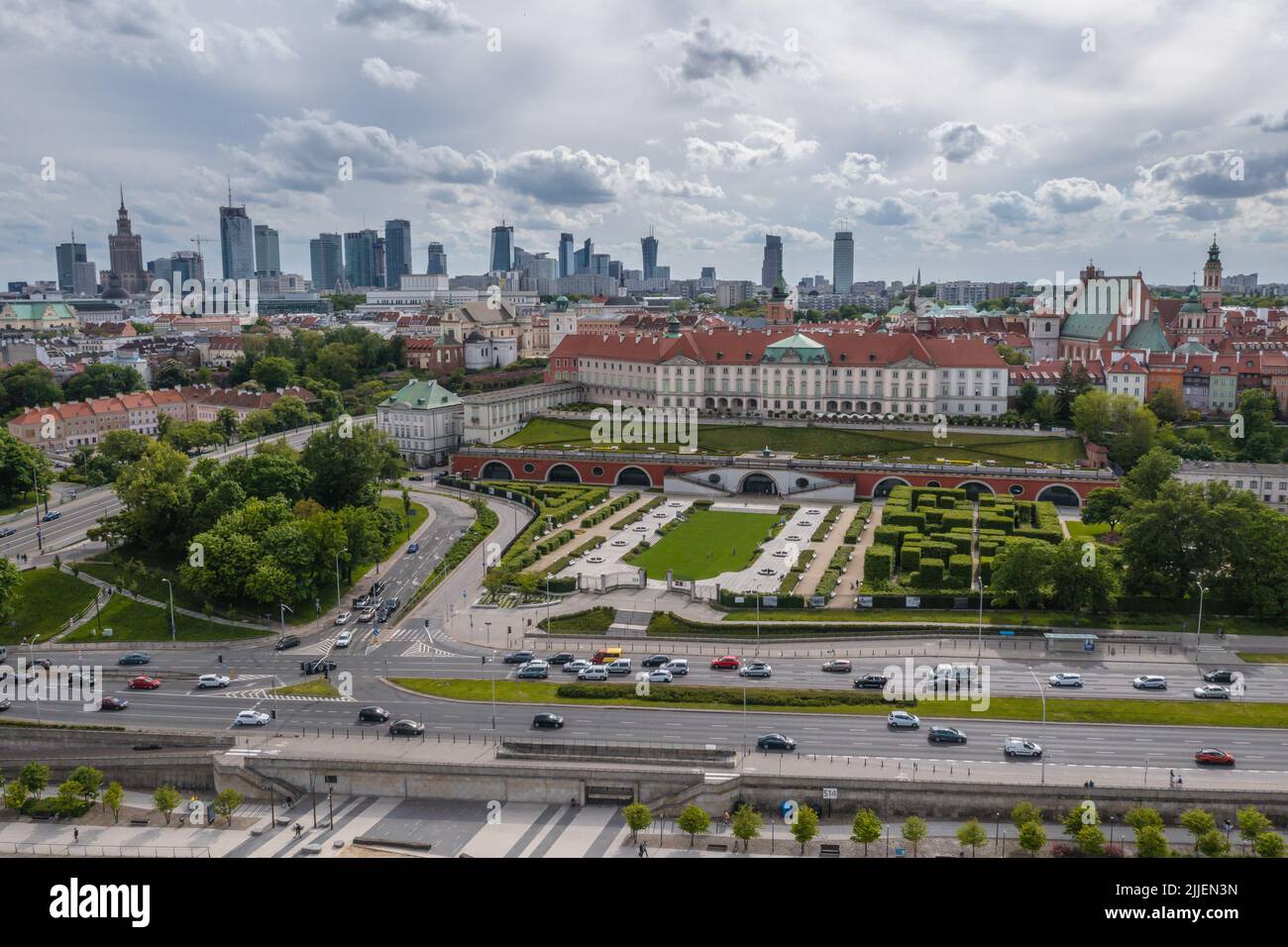 Vistula River and Old Town in Warsaw, capital of Poland, view with ...