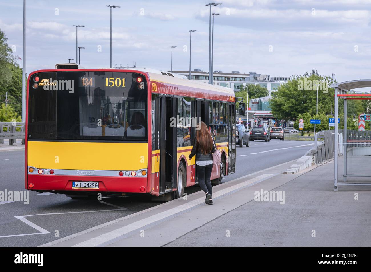 City bus no 134 in on Slowackiego Street Warsaw city, Poland Stock ...