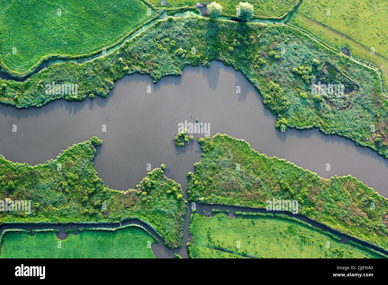 Yser river scenery, aerial view, Belgium, Flanders Stock Photo - Alamy